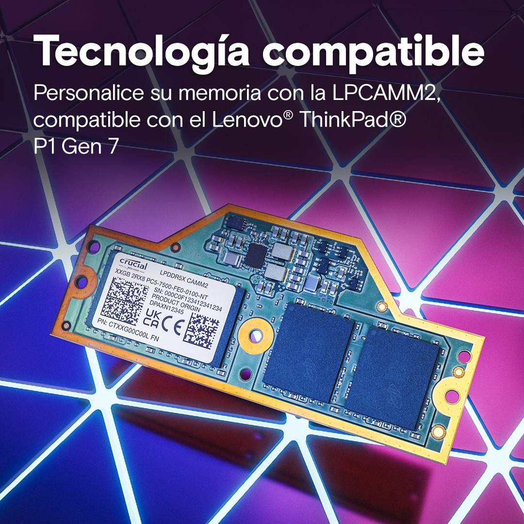 Crucial 32GB LPCAMM2 LPDDR5X- 7500 memory | CT64G75C2LP5XG | Crucial MX